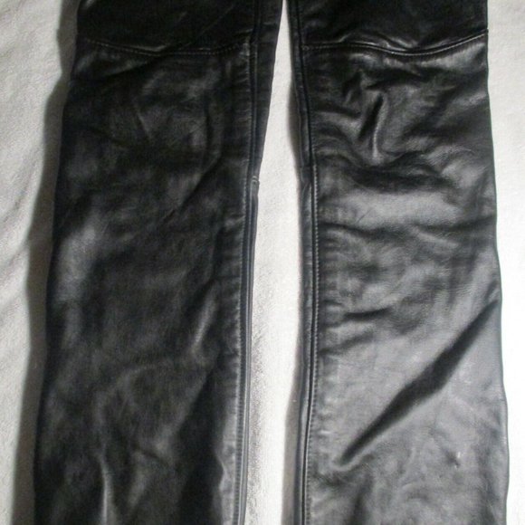 Jeans | Mens Black Leather Chaps With Legs Snaps And Zippers | Poshmark